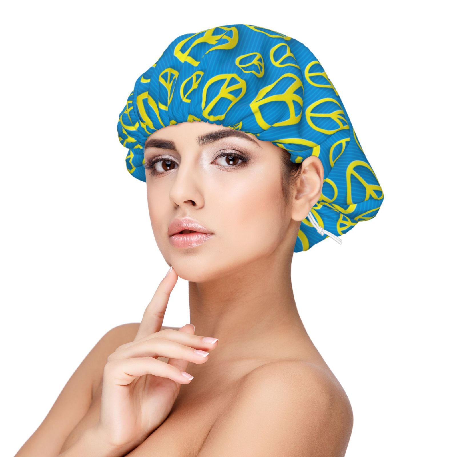 golden peace sign Flag blue Silk Bonnet for Sleeping Women Men ...