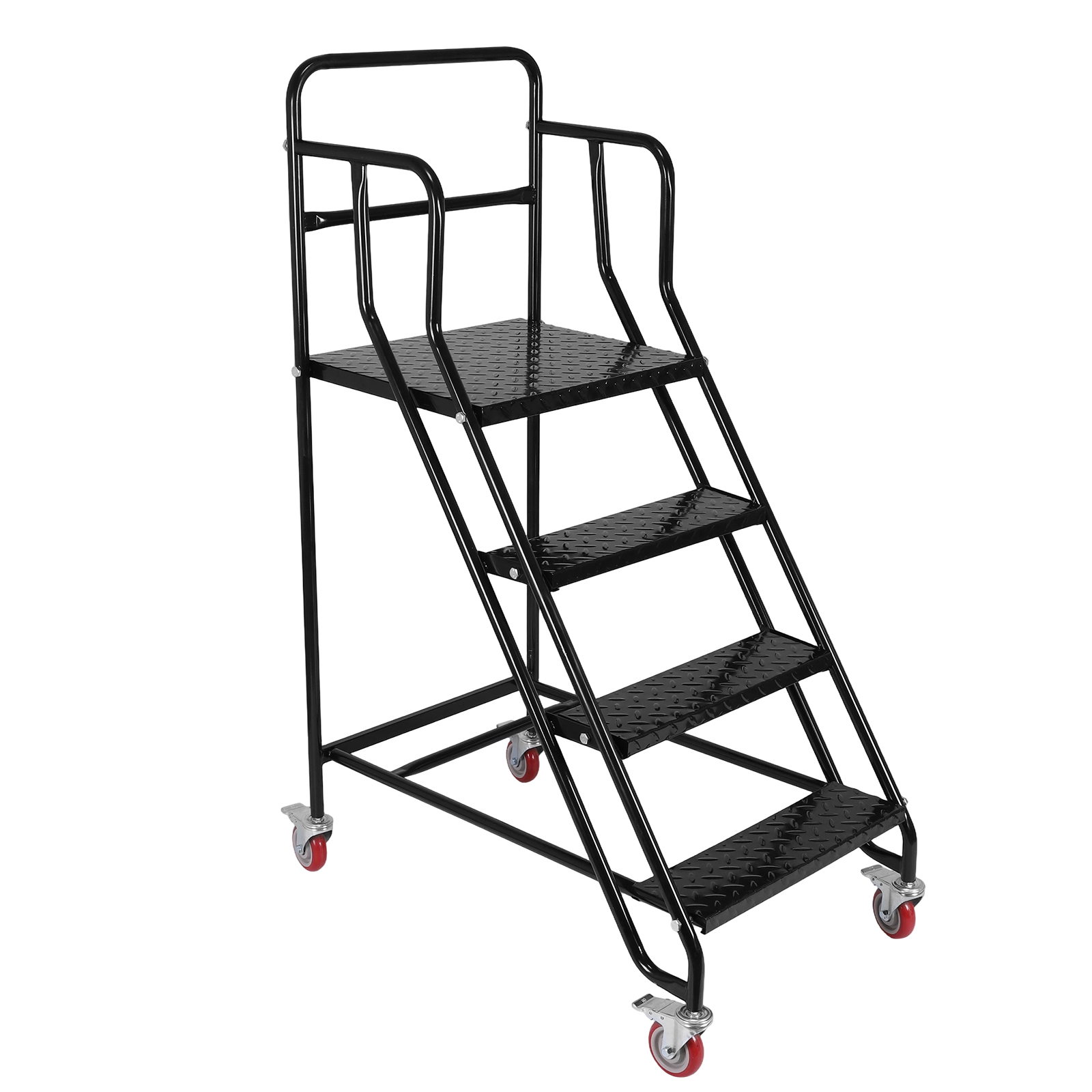 golytefs 4 Steps Ladder with Wheels Rolling Step Ladder for Supermarket ...