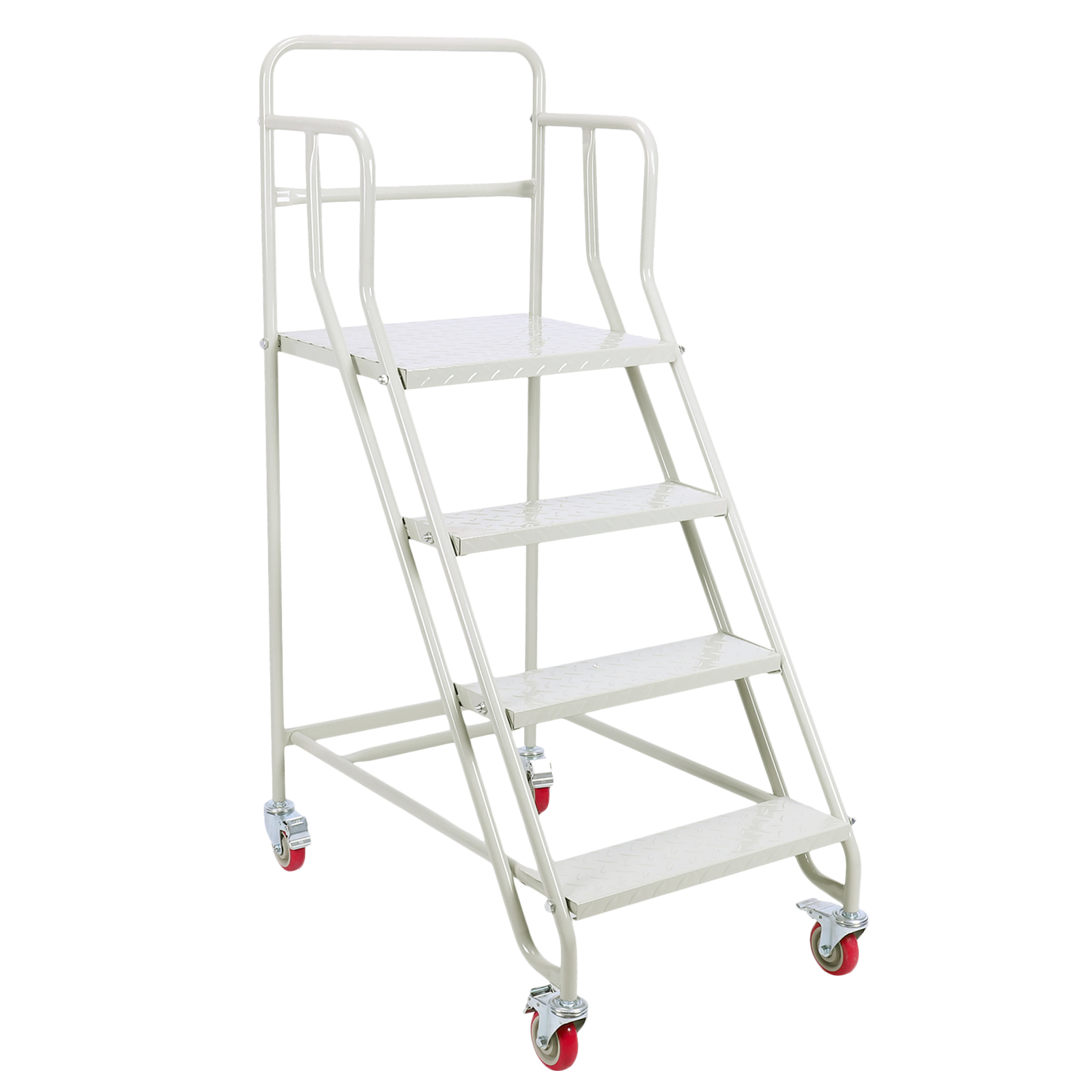 golytefs 4 Steps Ladder with Wheels Rolling Step Ladder for Supermarket ...