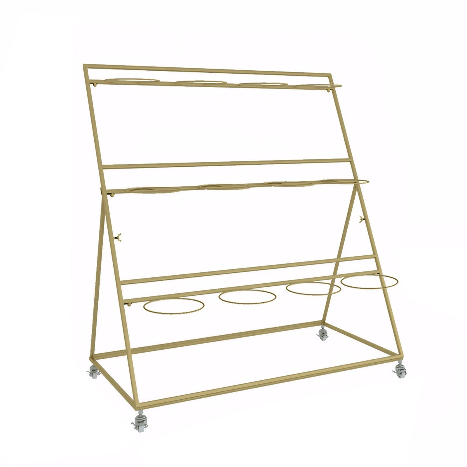 golytefs Flower Display Stand 3 Layers Metal Plant Stand with Wheels ...
