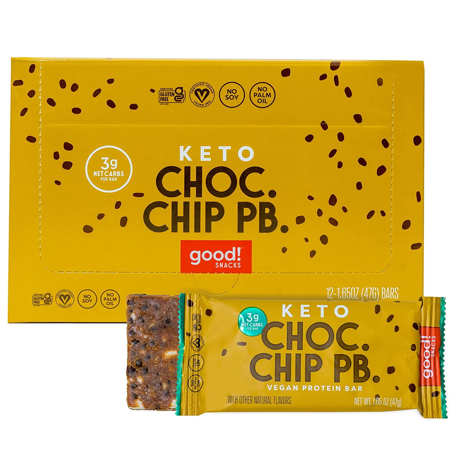 good! Snacks Keto Vegan Protein Bars, Chocolate Chip Peanut Butter ...