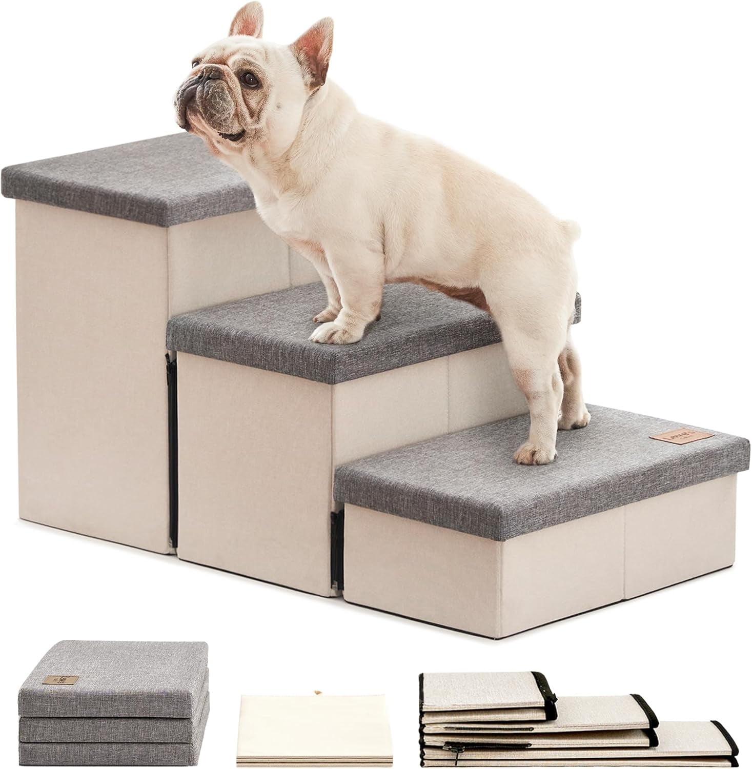 good fortune Dog Stairs for High Bed 18"H,Foldable Pet Stairs for Small ...