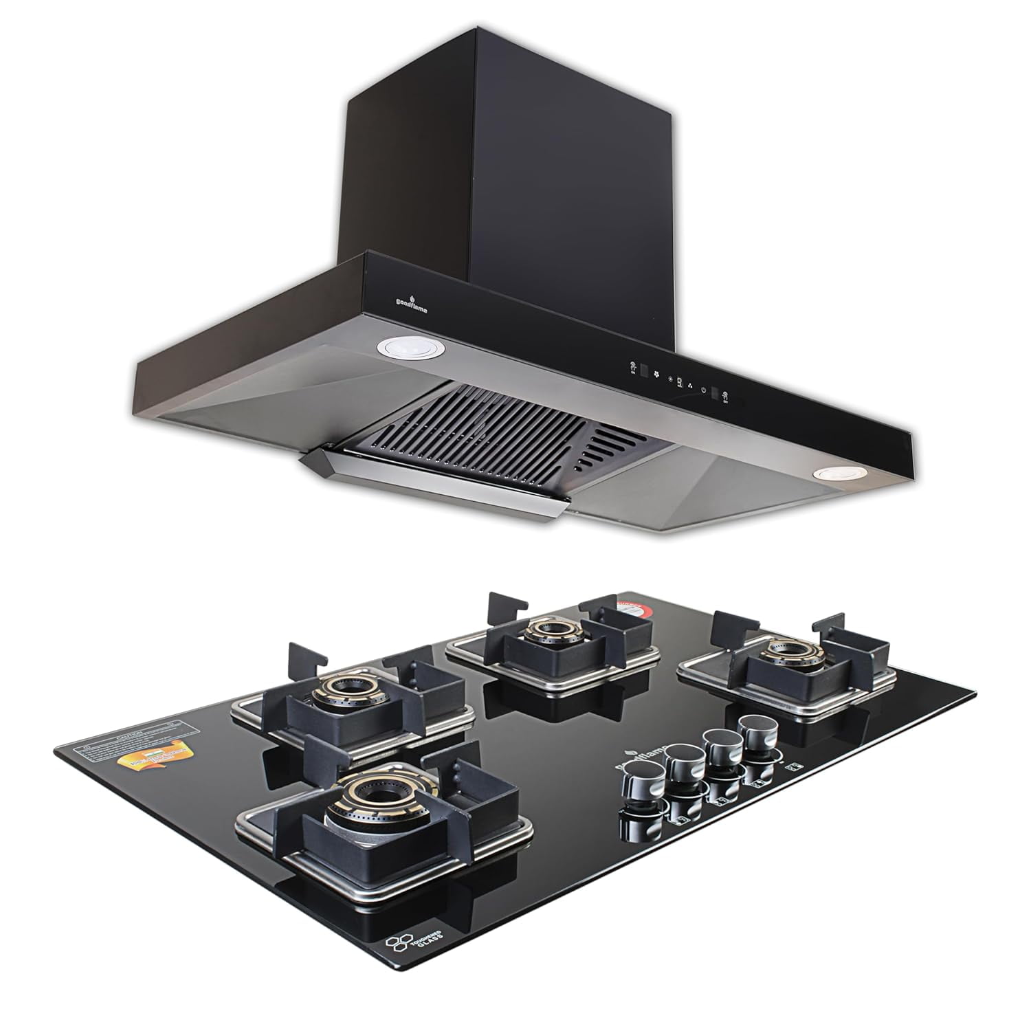 goodflame Built in hob 4 Burner Combo TFL 90 Chimney BK Auto Imported ...