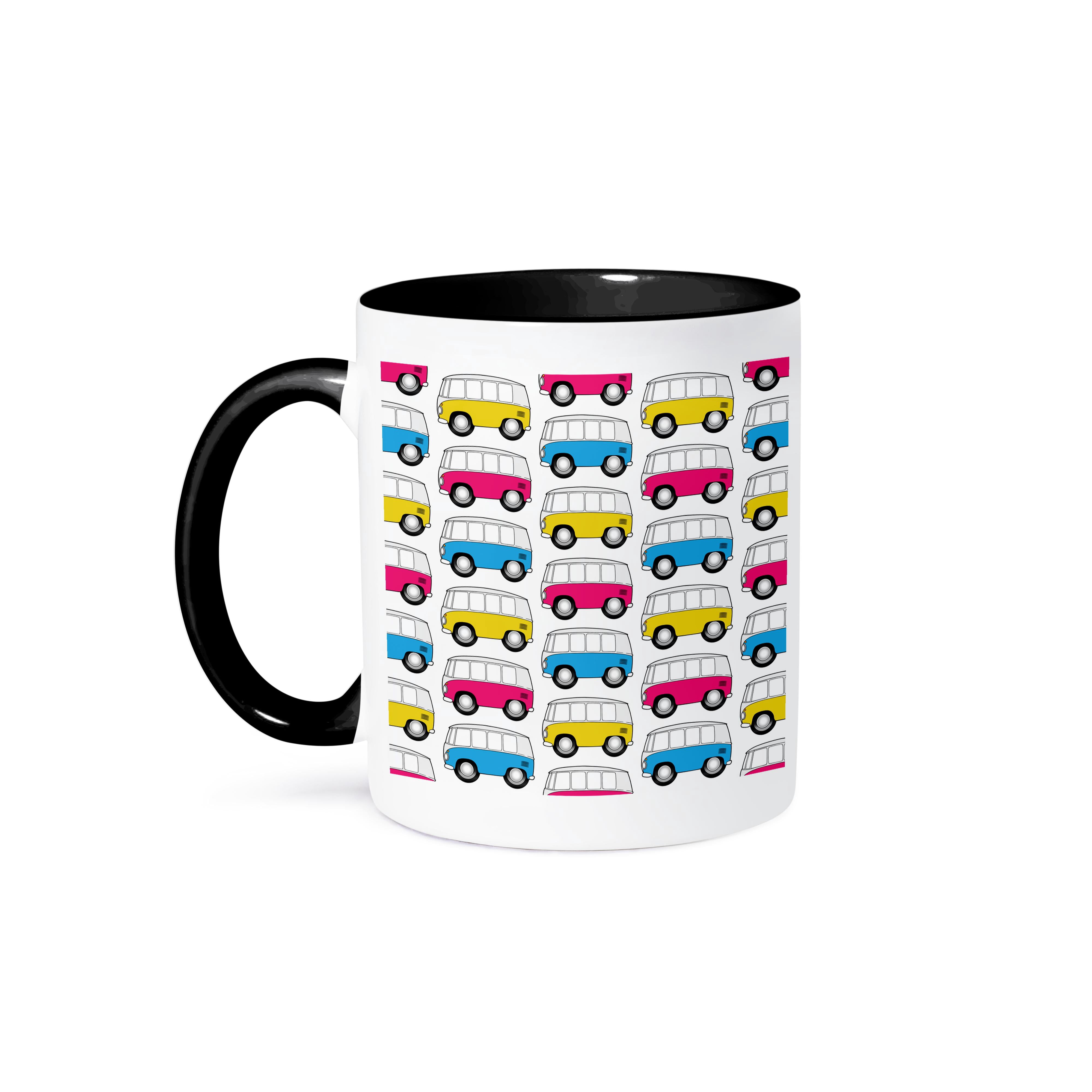 3dRose, goofy toon micro-bus patterns on a white background, mixed ...