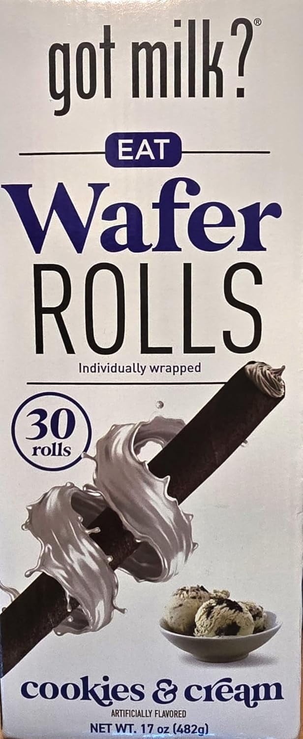 got milk? Wafer Rolls, Cookies & Cream, 17-ounce Box with 30 Rolls ...