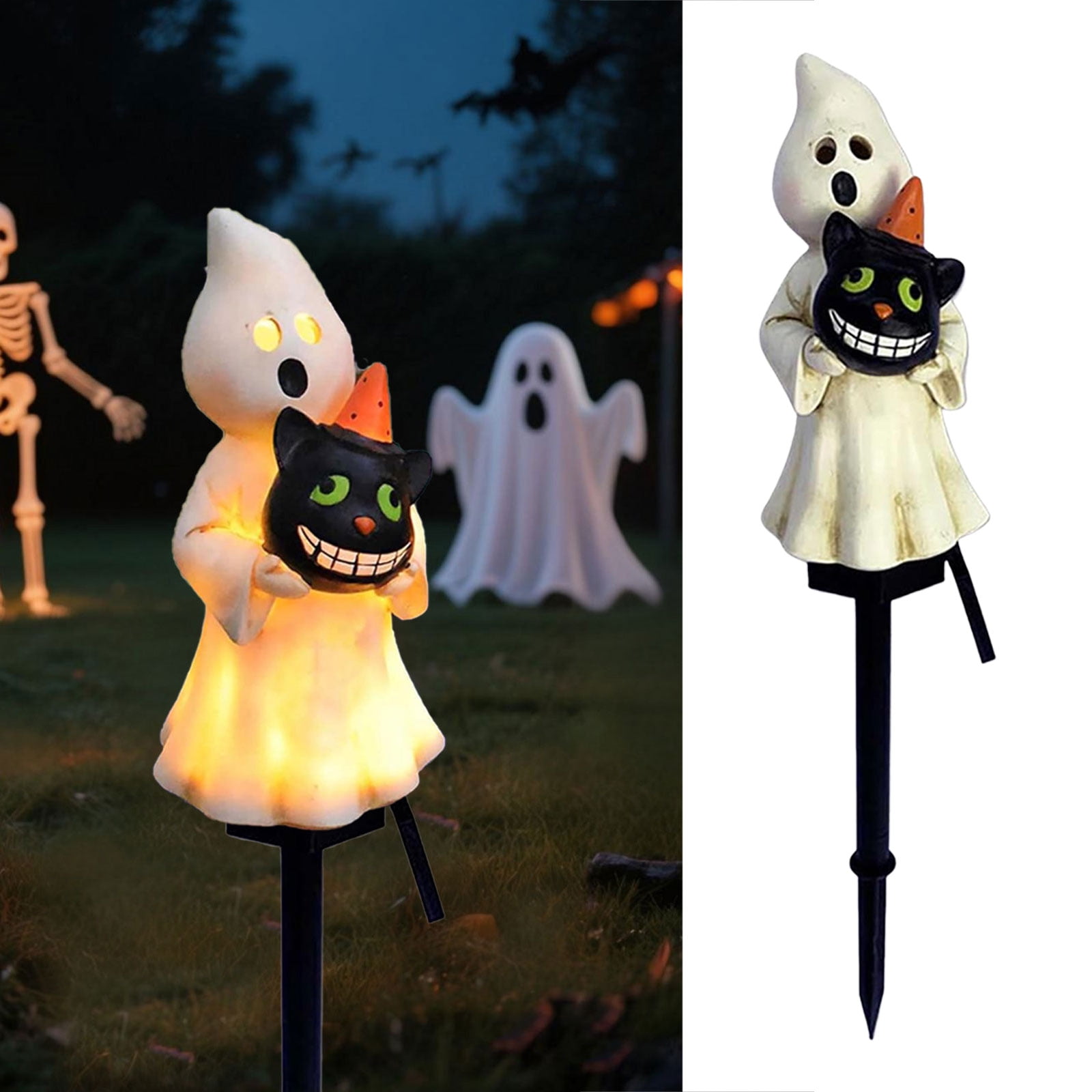 gothic Solar Ghost Pumpkin Lights Outdoor, Solar Ghost Stake Lights ...