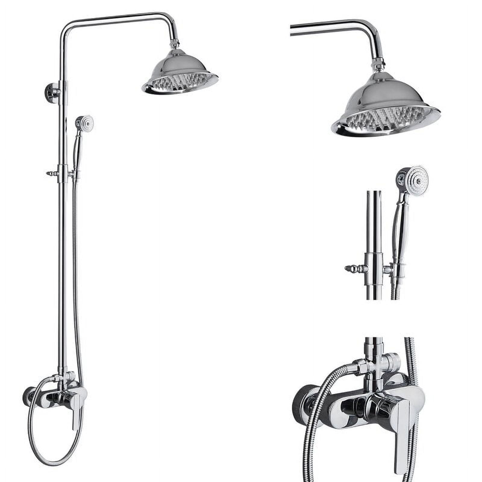 gotonovo Chrome Polish Exposed Pipe Shower System Brass 8 Inch Overhead Rainfall Shower Fixture ...
