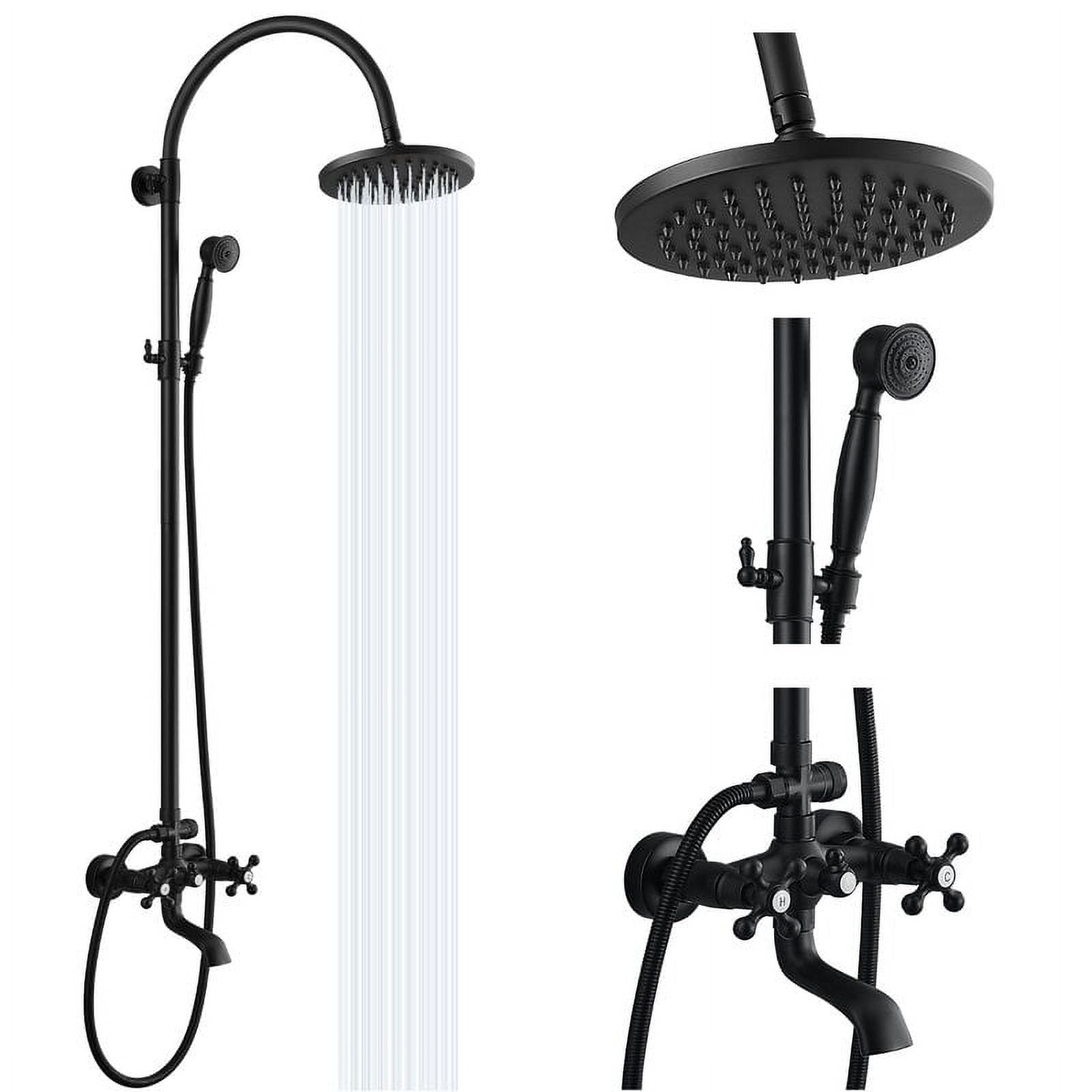 gotonovo Matte Black Exposed Pipe Shower Fixture Dual Knobs 8 Inch ...