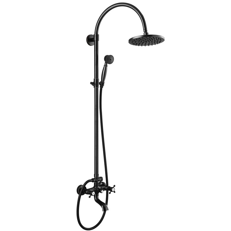 gotonovo Oil Rubbed Bronze Exposed Shower Faucet Set Brass Dual Knobs 8 Inch Rainfall Round Head ...