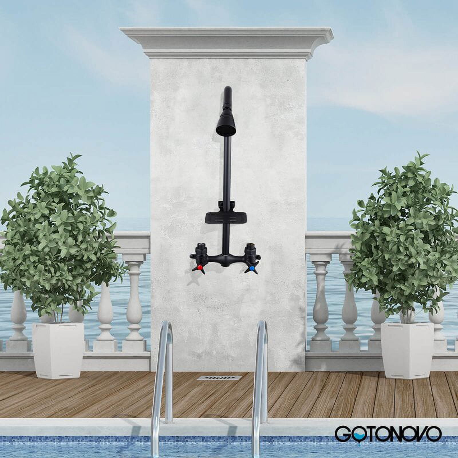 gotonovo Matte Black Outdoor Shower Kit with Double Cross Handle, Wall ...