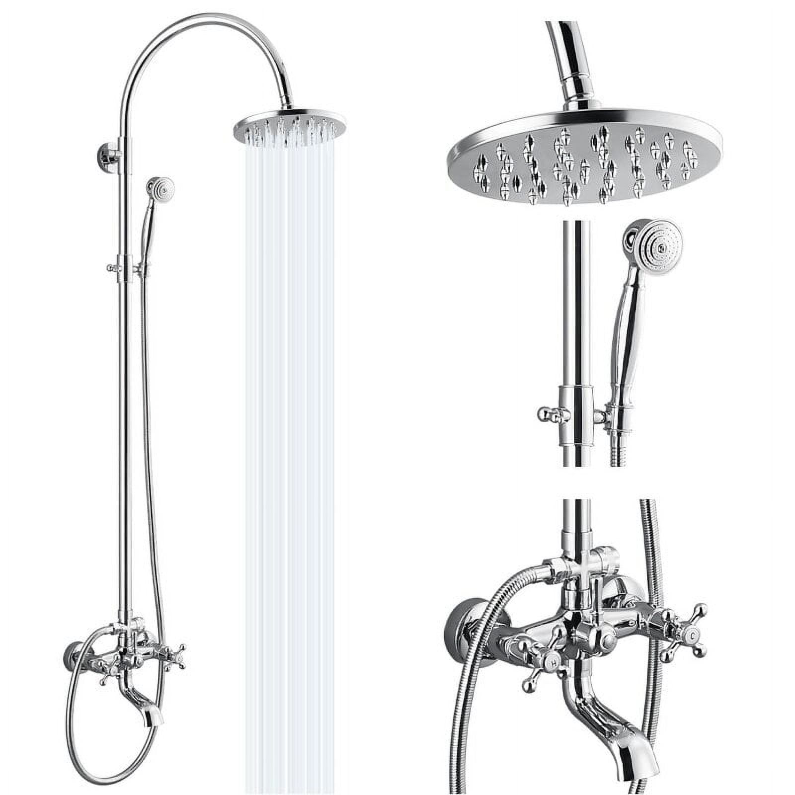 Gotonovo Polish Chrome Shower Faucet with Handheld Sprayer, 8 Inch ...