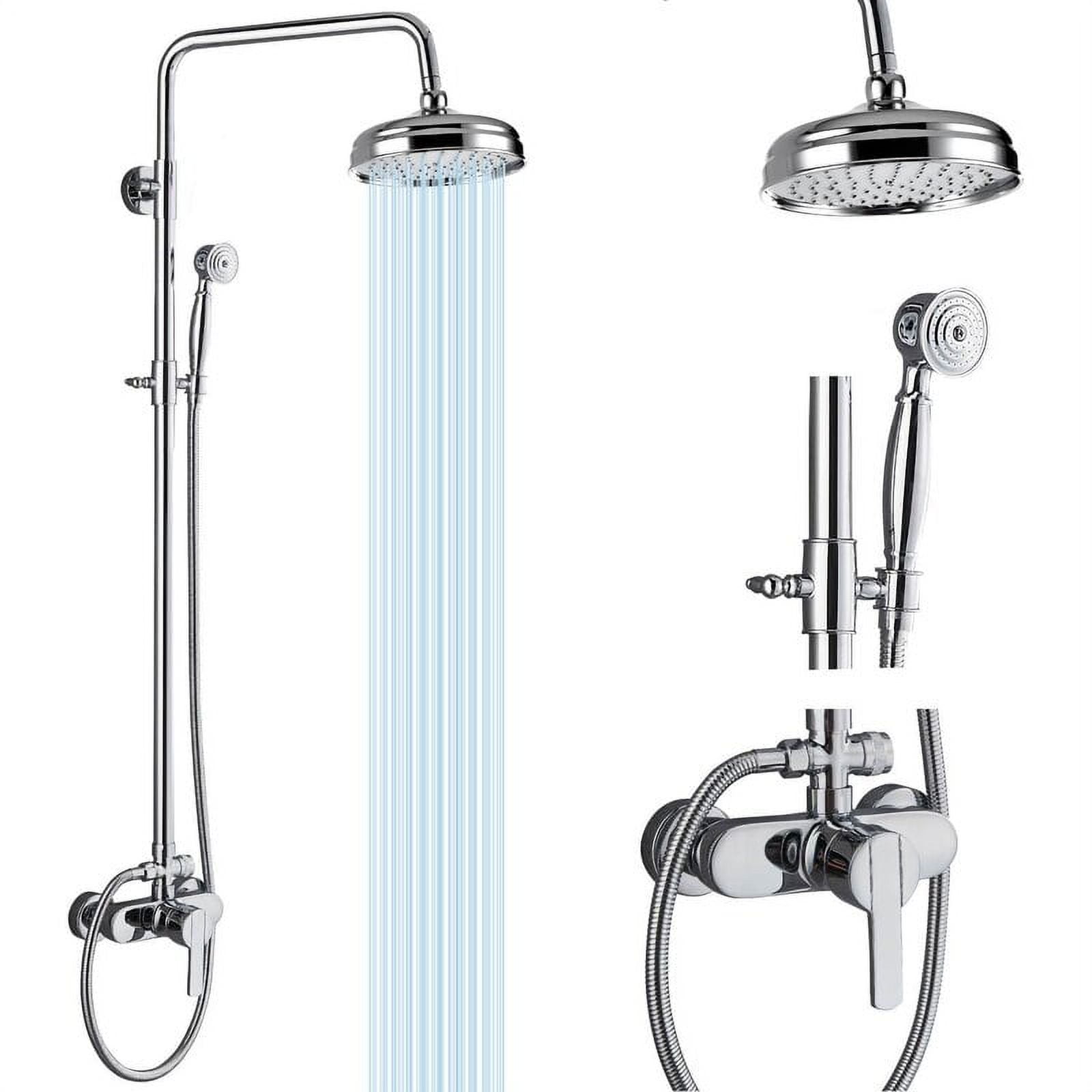 Gotonovo Shower Fixture Exposed Pipe Shower System Brass Chrome Polish