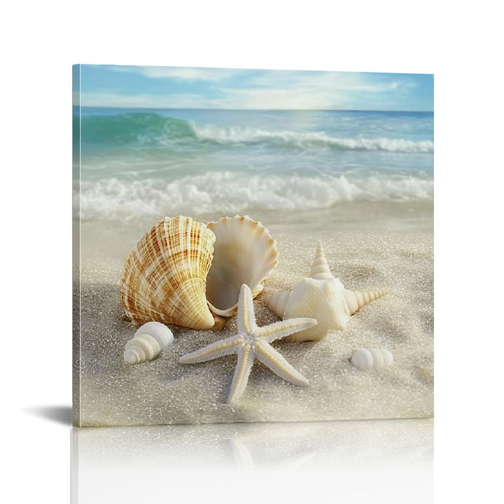 gouleft Beach Wall Art Bathroom Paintings Decor Seashell Starfish ...