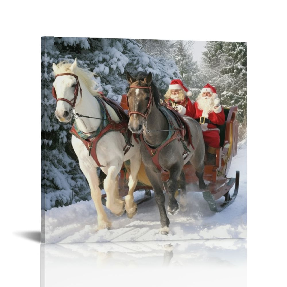 gouleft Christmas Santa Claus Sleigh Poster Canvas Wall Art Picture ...