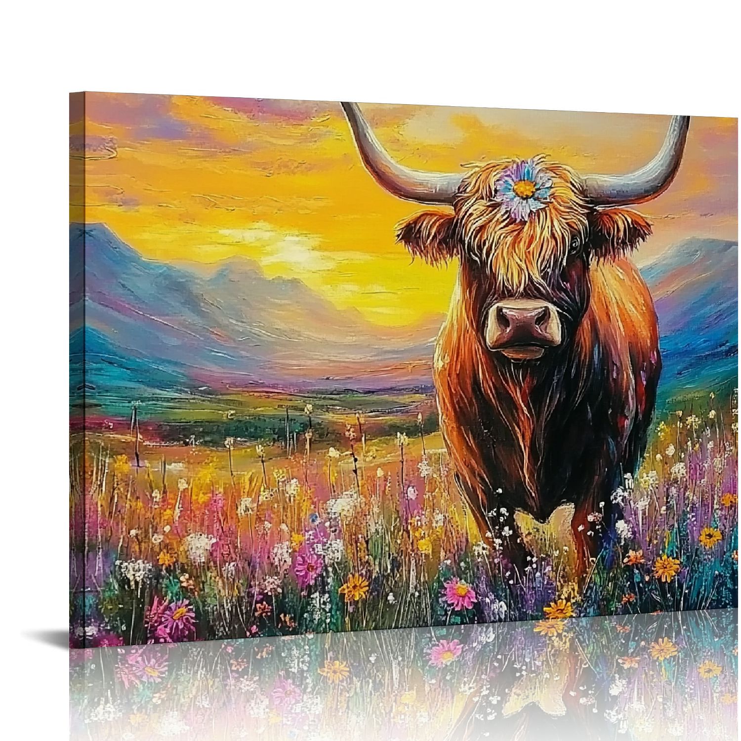 gouleft Cow Pictures Wall Decor Highland Cow Canvas Wall Pictures ...