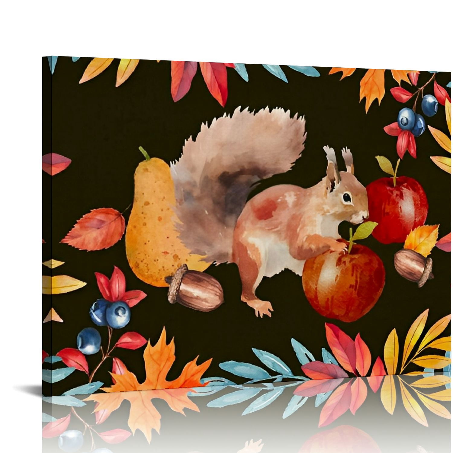 gouleft Fall Squirrel Modern Art Wall Decor for Living Room/Bedroom ...