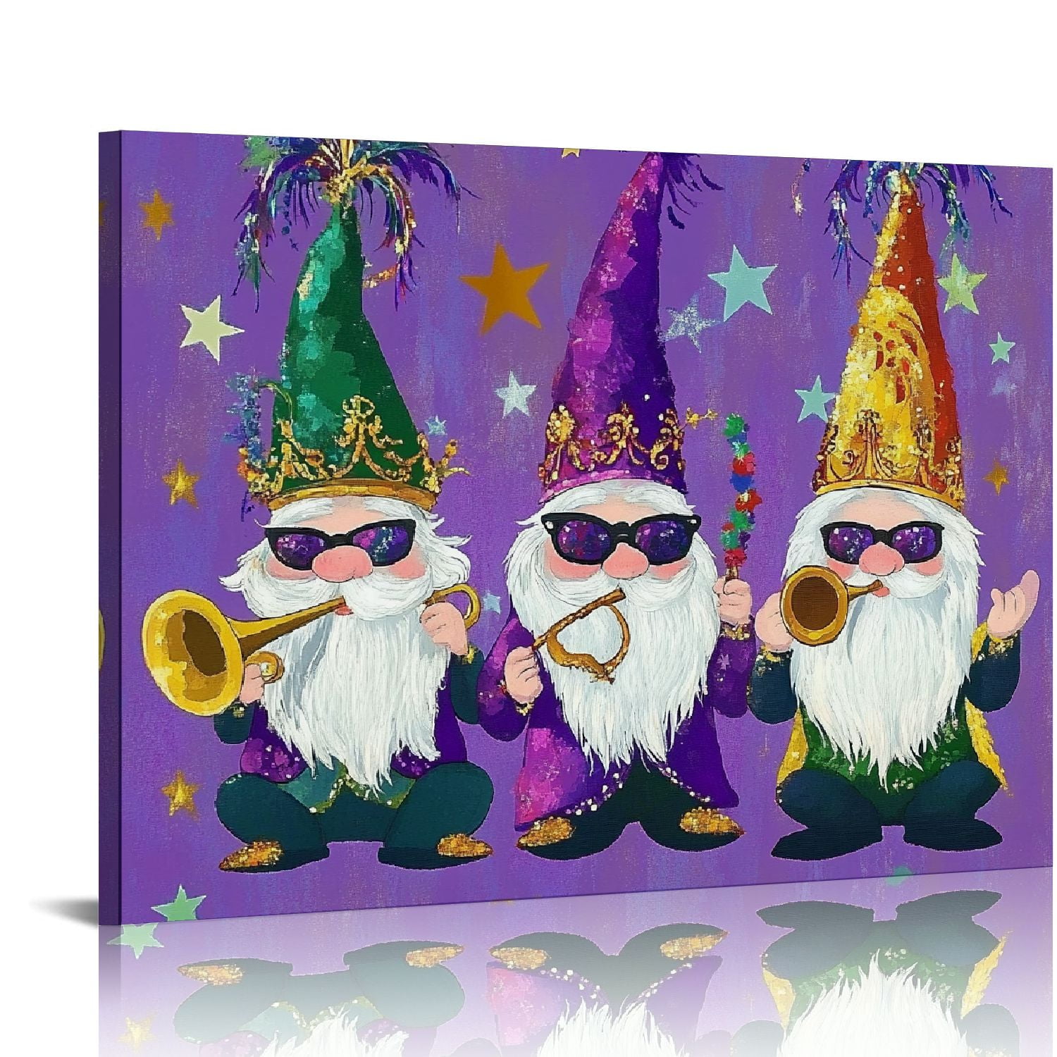gouleft Painting Canvas Wall Art Print Picture, Cute Mardi Gras Gnomes ...