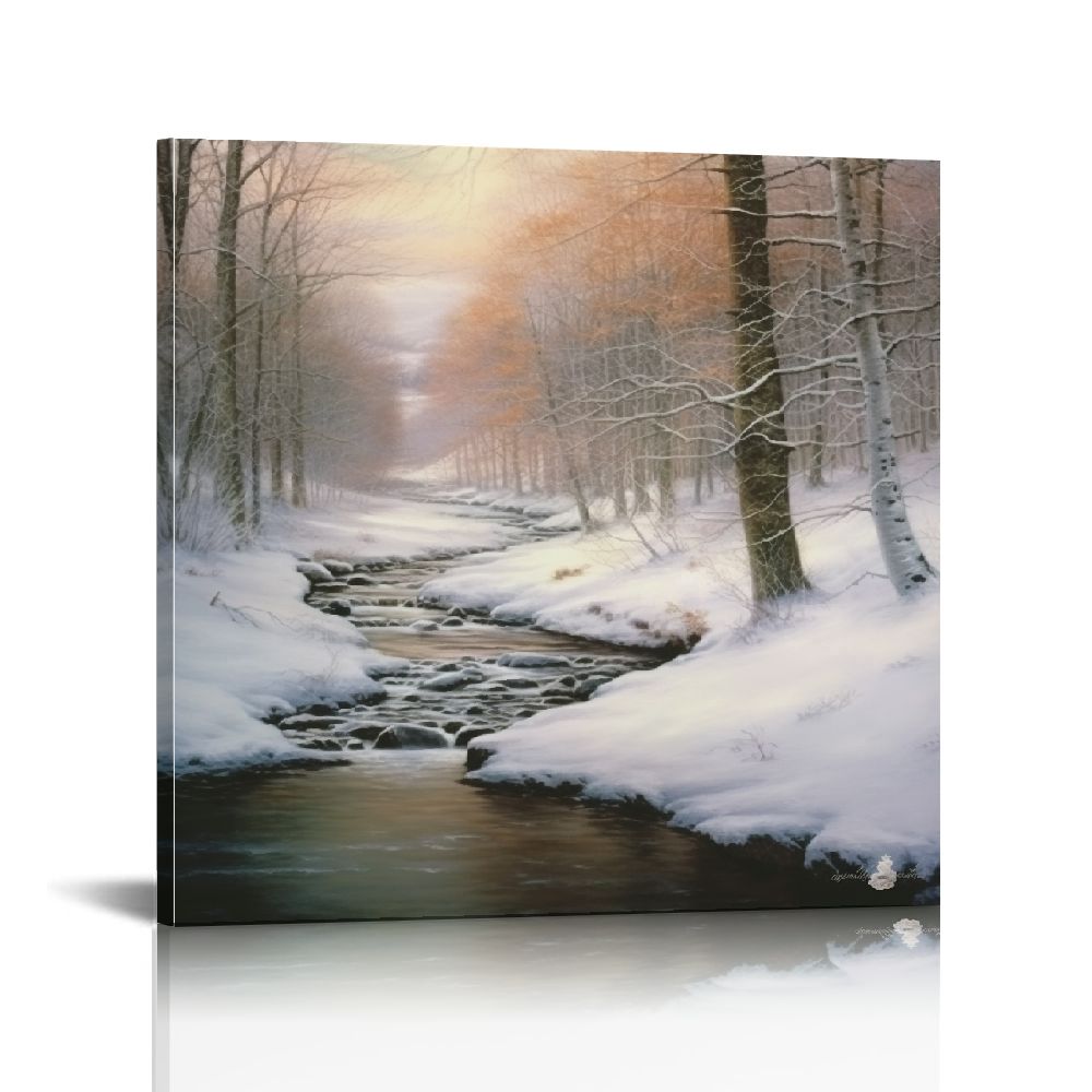 gouleft White Tail Deer Buck Doe Family Snowy Winter Creek in The Woods ...