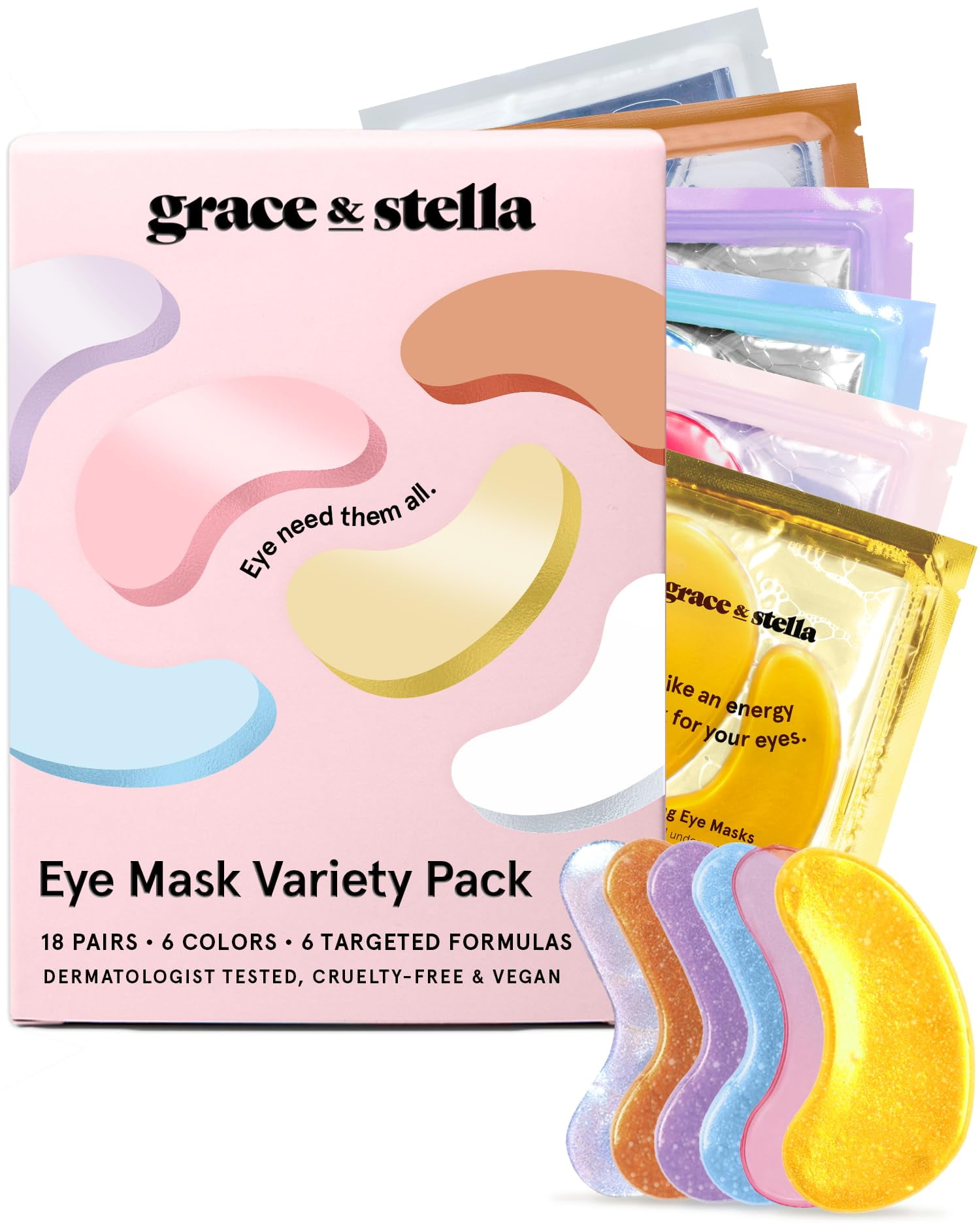 grace & stella Under MZF22 Eye Mask Variety Pack - of Under Eye Patches ...