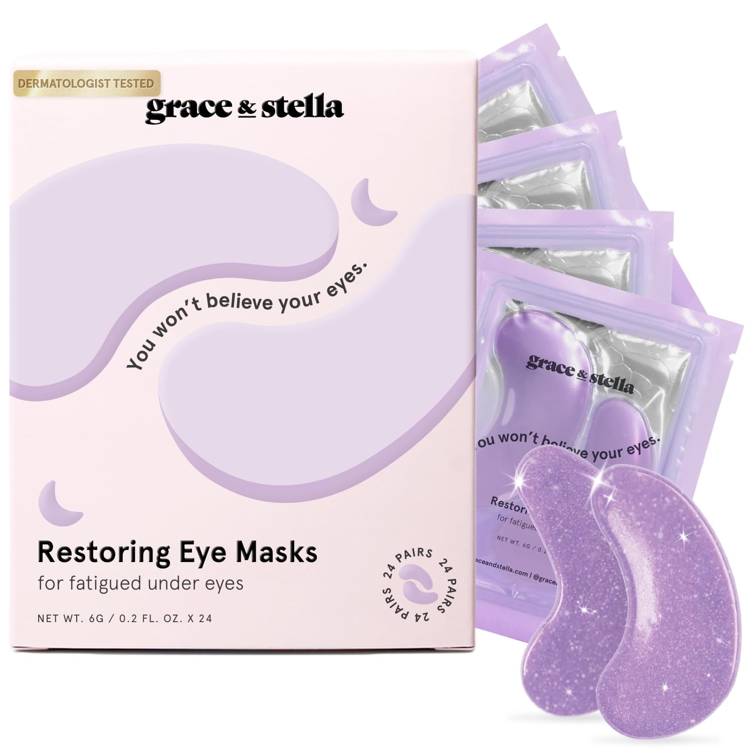 grace & stella Purple Under Eye Masks With Retinol - Restoring Under ...