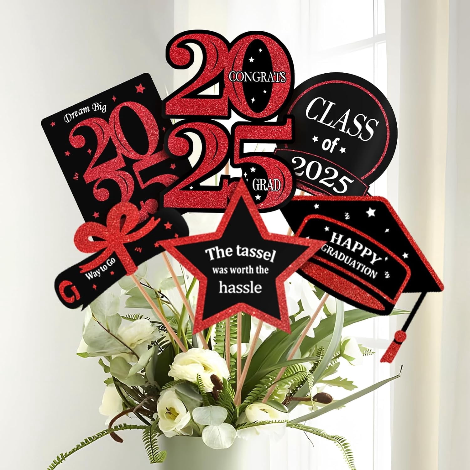 graduation decorations 2025 - 30 pack black and gold grad centerpiece ...