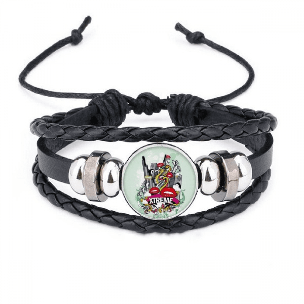 graffiti street culture colorful mouth stereo bracelet braided leather ...