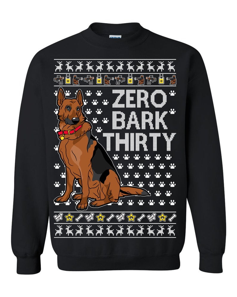 graphic sweatshirt USA, OnCoast Zero Bark Thirty Dog Santa Claus Ugly Christmas sweatshirt ...