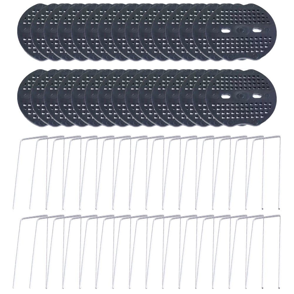 grass Control Mat Membrane Pegs + Buffer plate- U-Shaped Galvanised ...