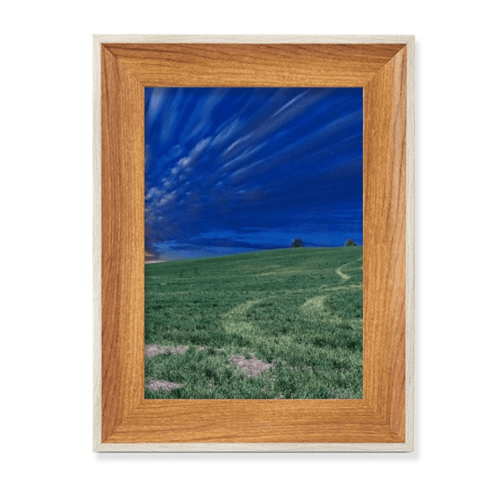 grassland green blue desktop wooden photo frame display picture art ...