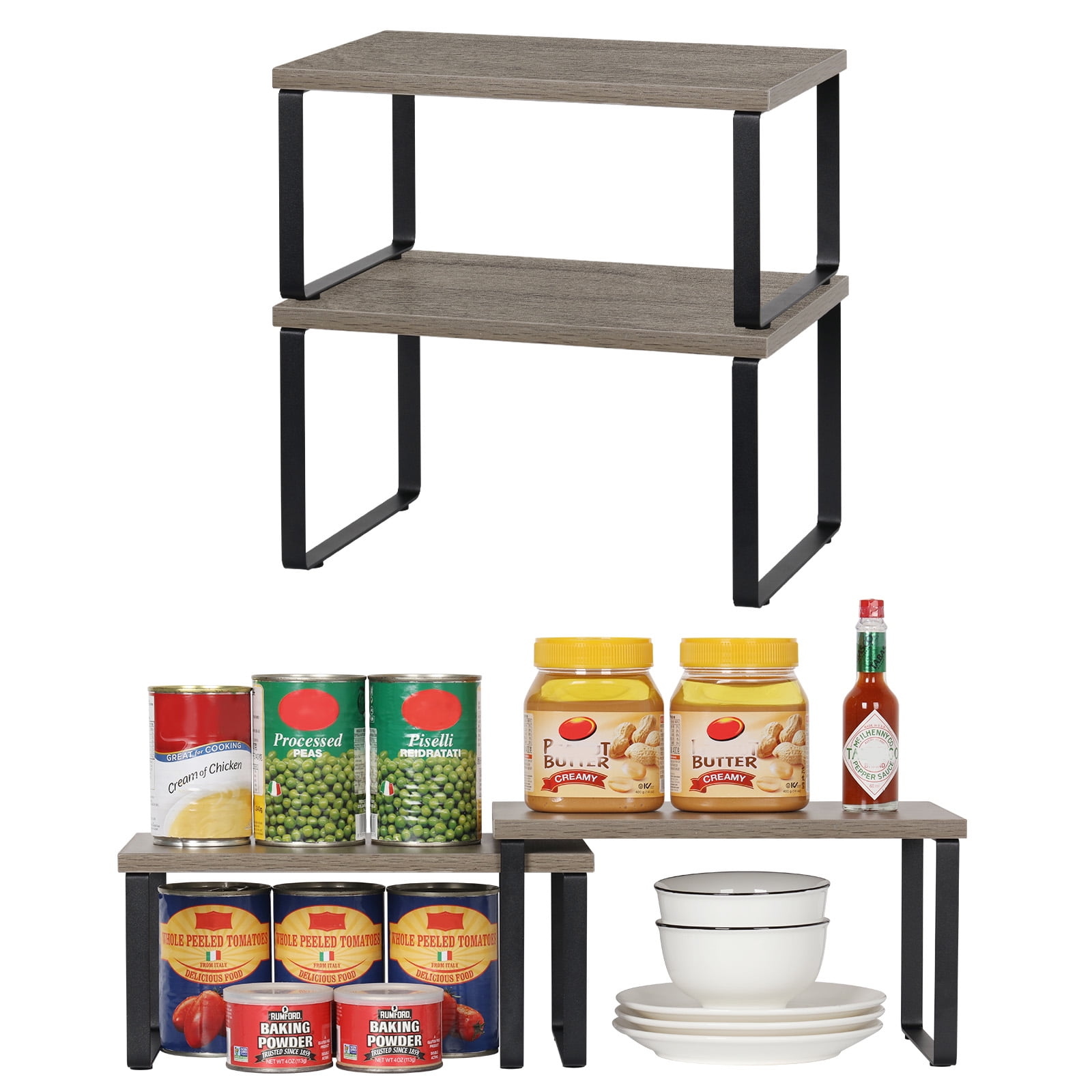 gray Counter Shelves Set of 4 Wooden kitchen cabinet shelves Expandable ...