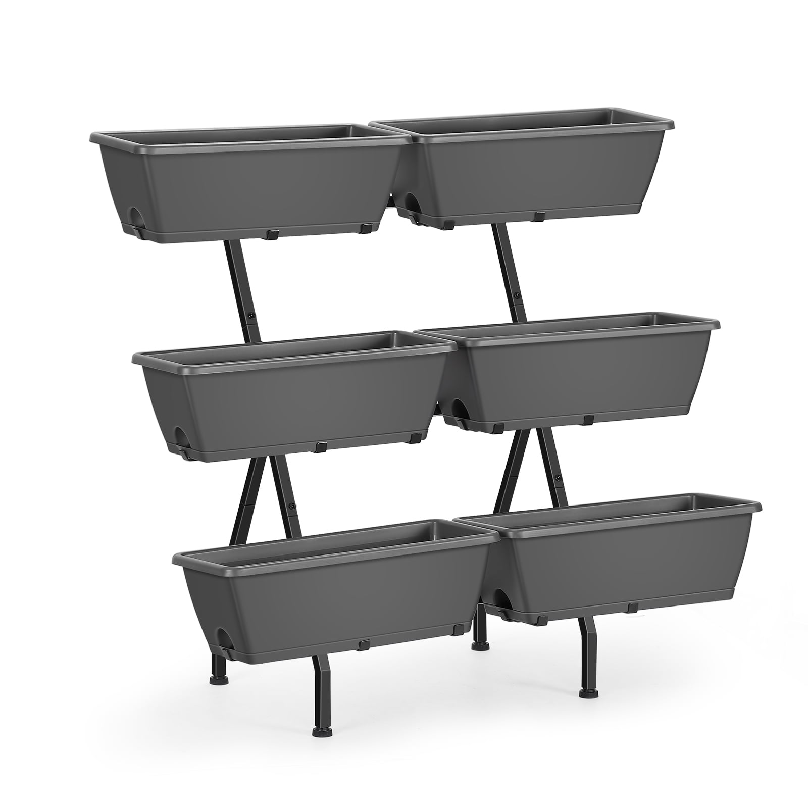 gray Elevated Garden Bed Attached Legs, 2 Rails Vertical Garden Planter ...