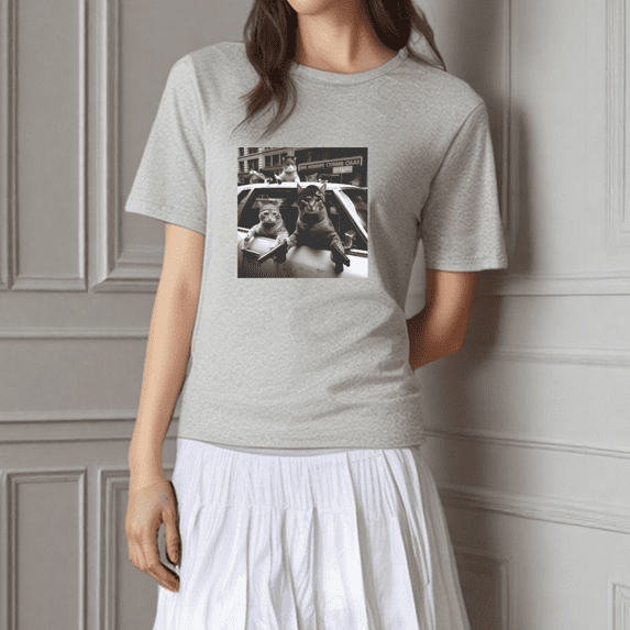 gray Humor-Inspired Cat Gang Meme Print Tshirt S-3XL Streetwear Graphic ...