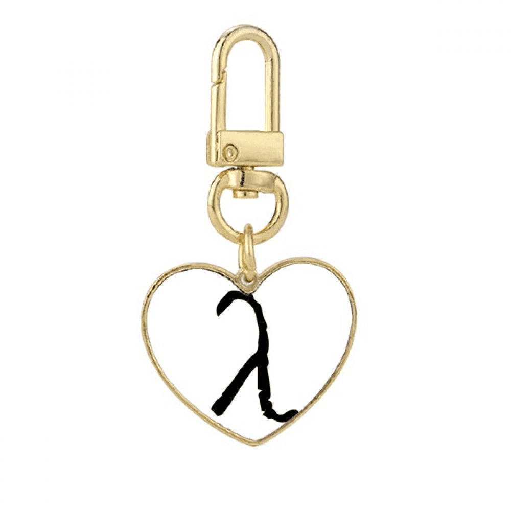 greek alphabet lambda black Gold Heart Keychain Metal Keyring Holder ...