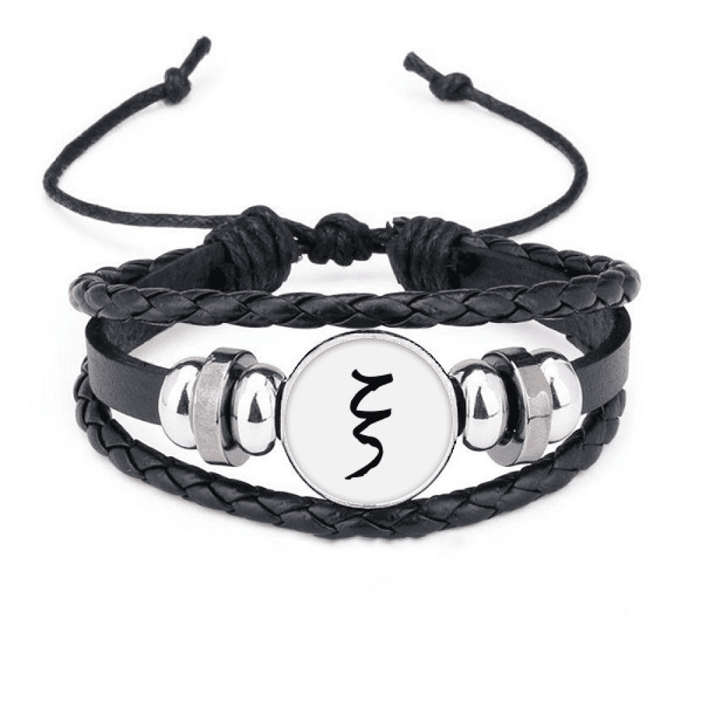 greek alphabet xi black bracelet braided leather woven wristband ...