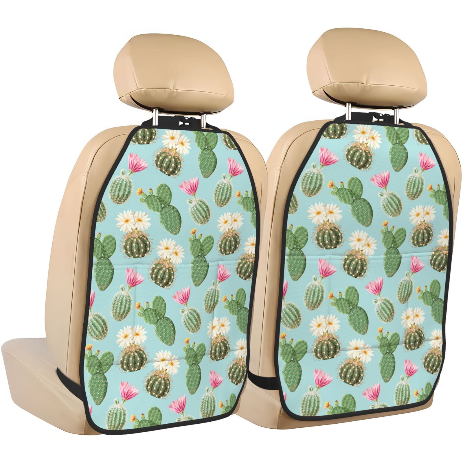 green Cactus Succulents Mats Back Seat Protectors, Car Seat Protector ...