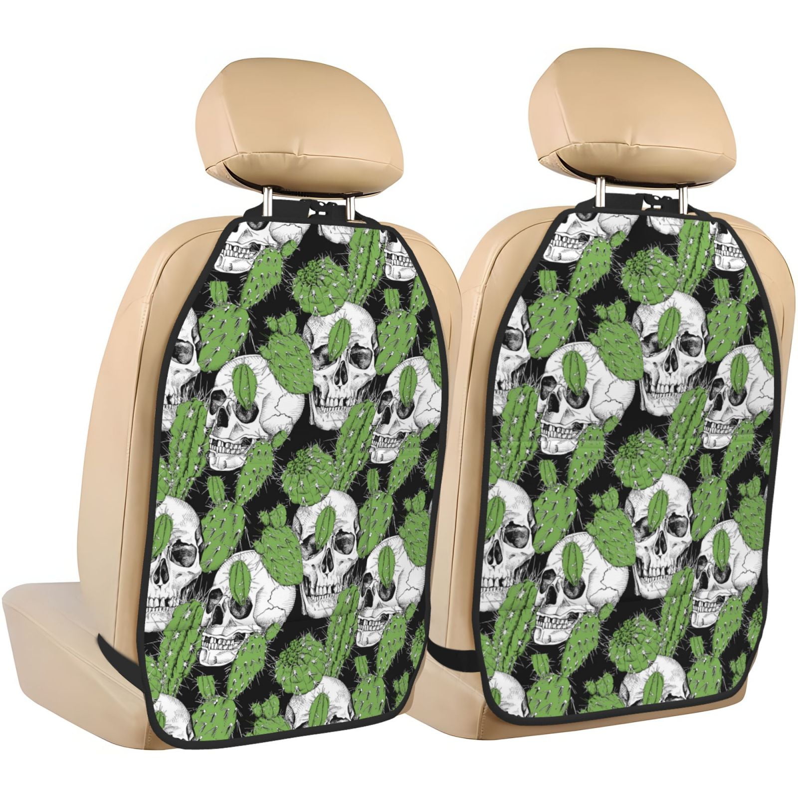 green Cactus skull Mats Back Seat Protectors, Car Seat Protector ...