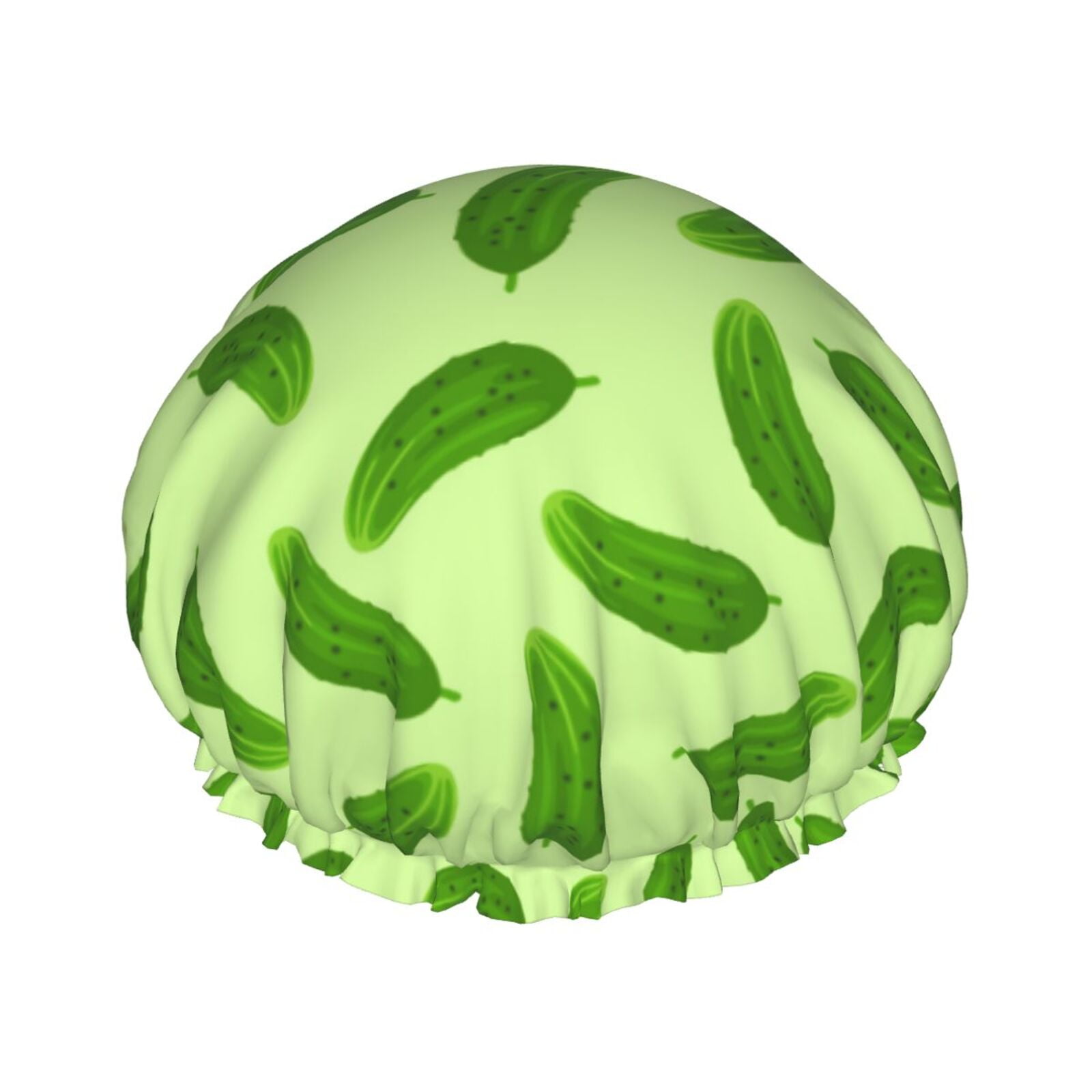 green Cucumber Pattern Shower Cap, Reusable Bath Hair Hat for all Hair ...