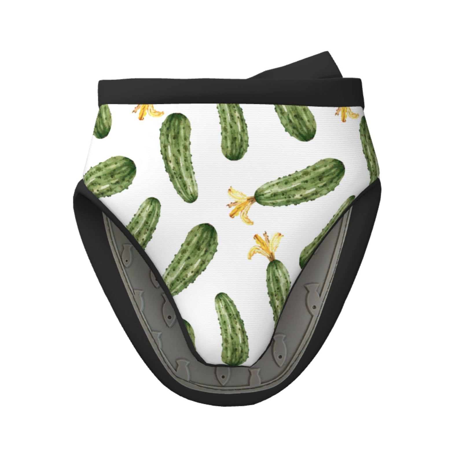 green Cucumber Print Oven Mitts Heat Resistant - Soft Lining Silicone ...