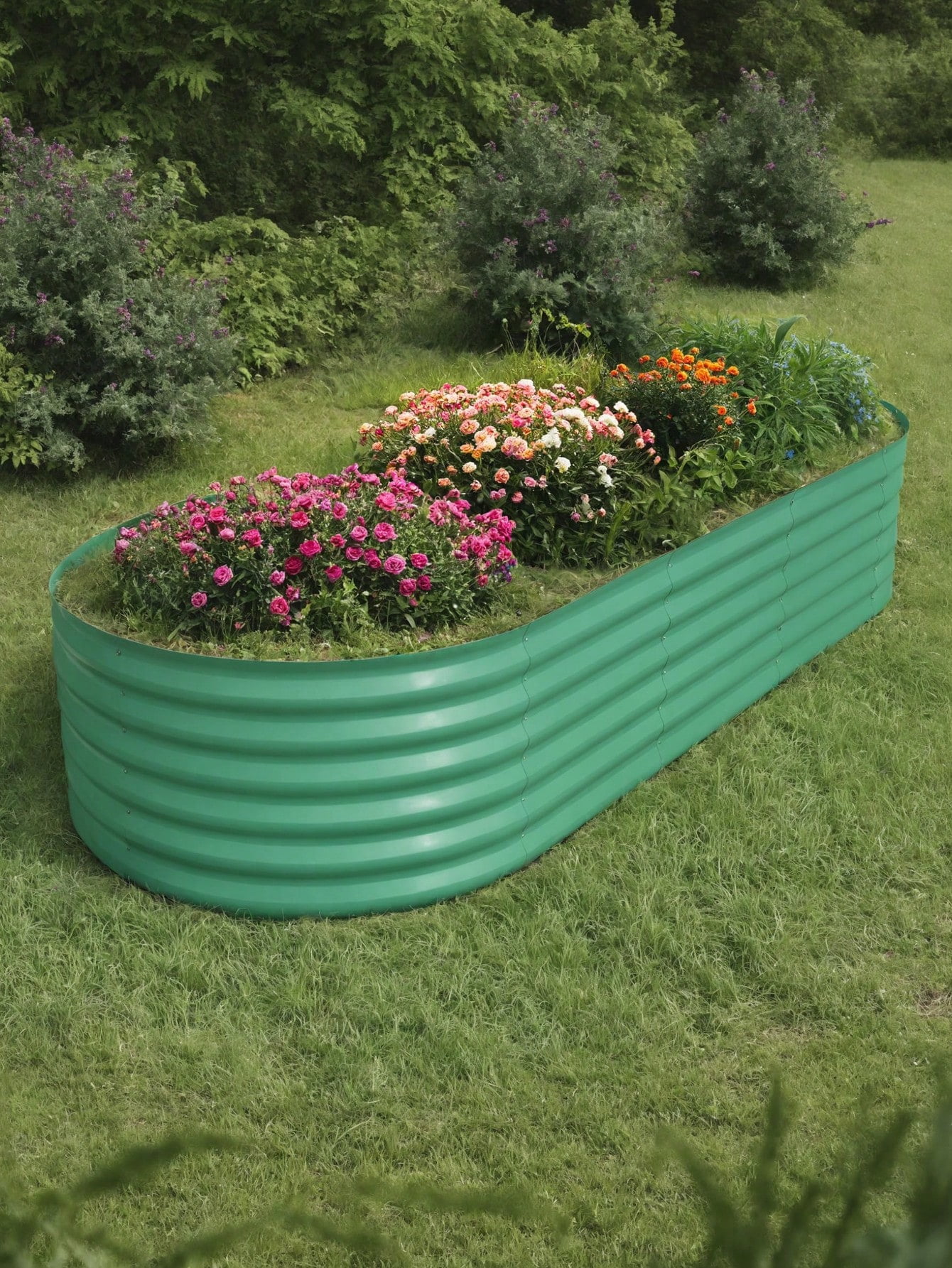 green- Galvanized Steel 10x4x1.5Ft Raised Garden Bed – Elevated Planter ...
