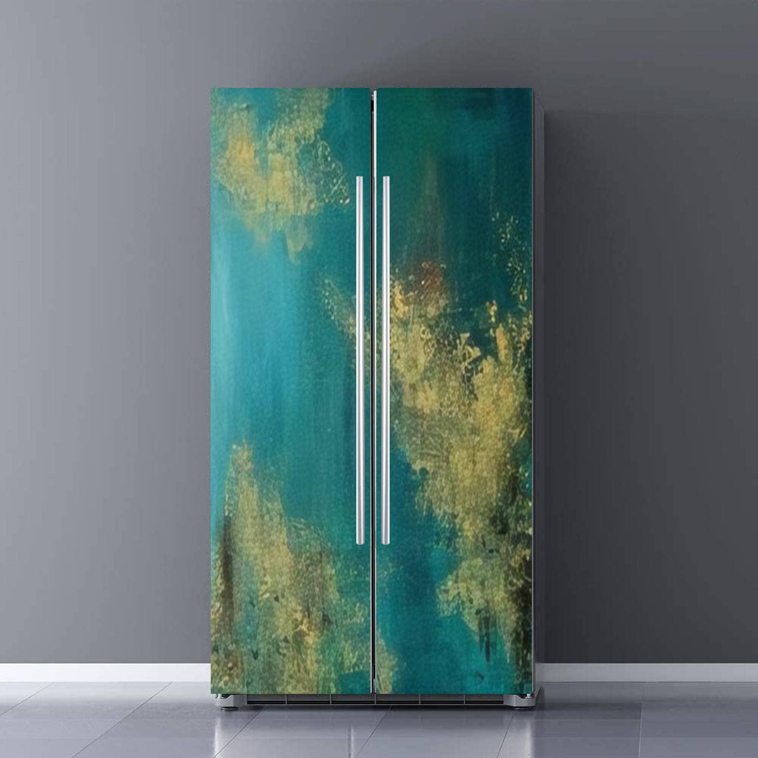 green Gold plated refrigerator packaging Art Abstract painting ...