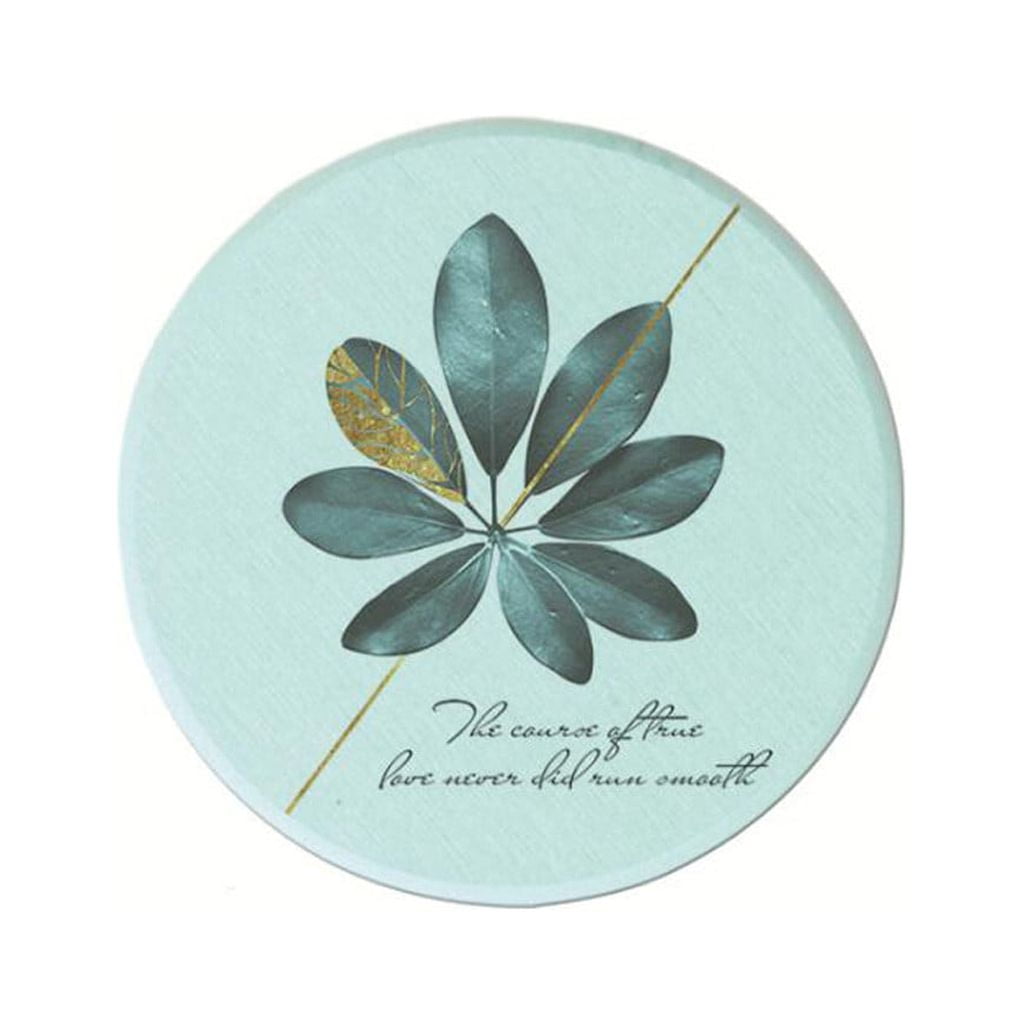 green Leaf Diatom Mud Coaster Simple Cute Living Room Insulation Water ...