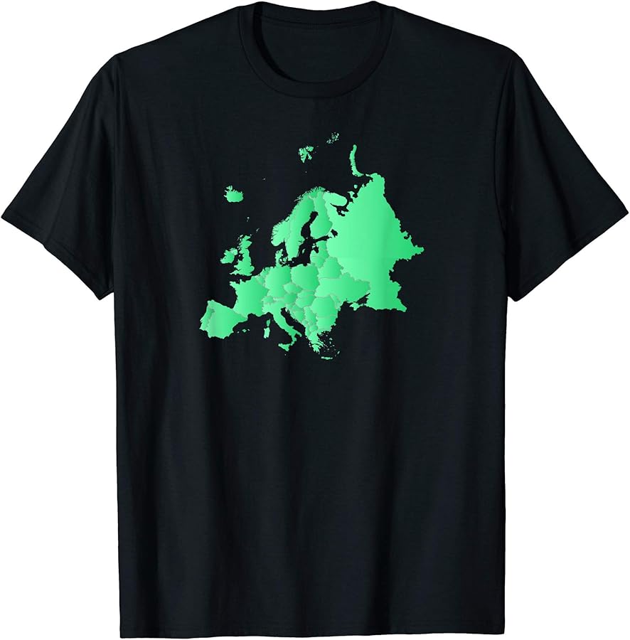 green Map of Europe with countries boundaries T-Shirt - Walmart.com