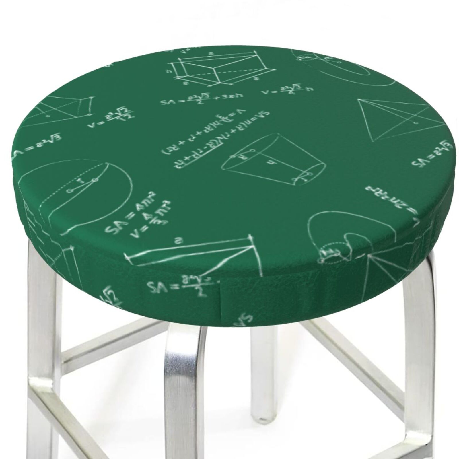green Math equation Print Bar Stool Covers - Stretch Round Seat Covers ...