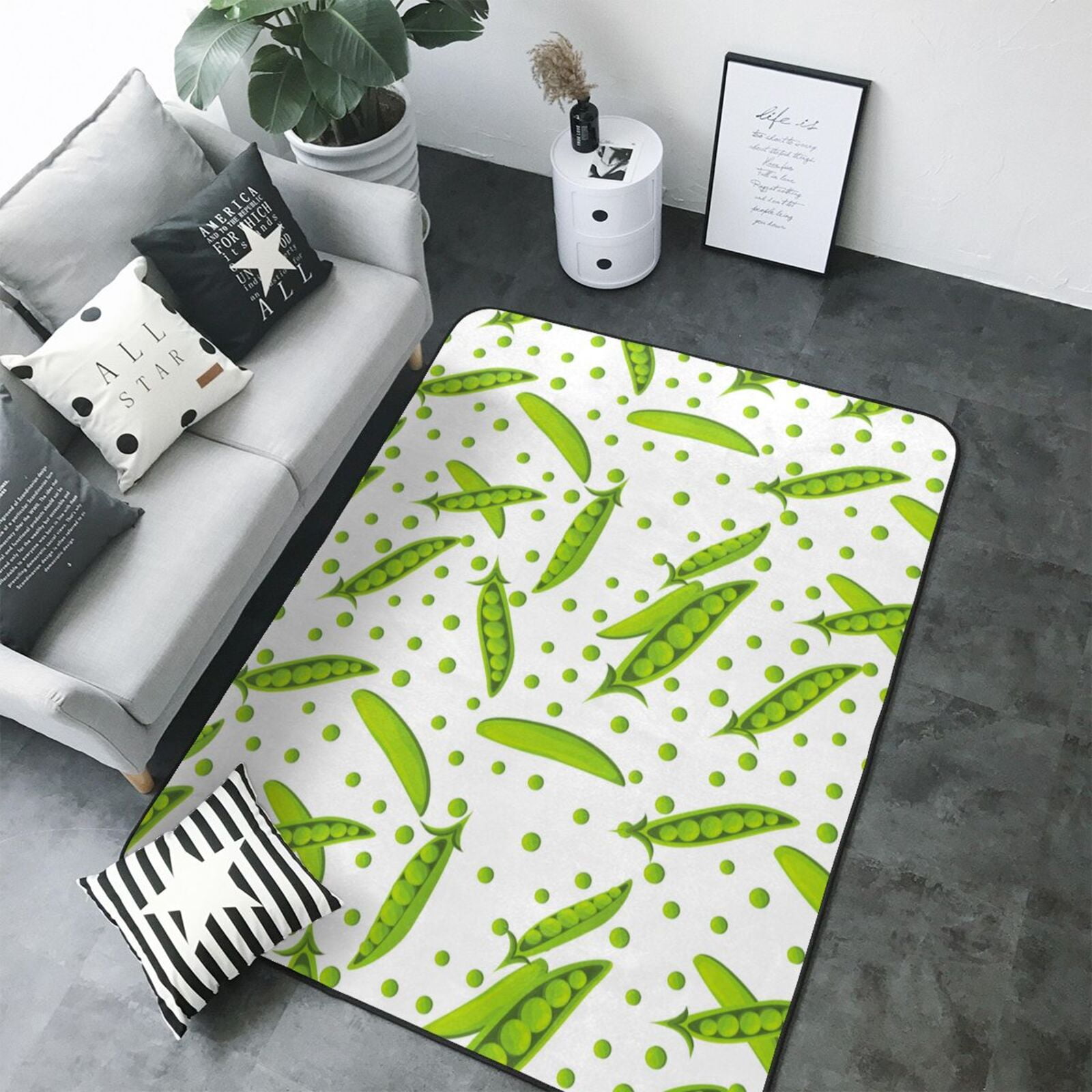 green Peas Area Rugs for Living Room Bedroom, 5x7 Soft Throw Washable ...