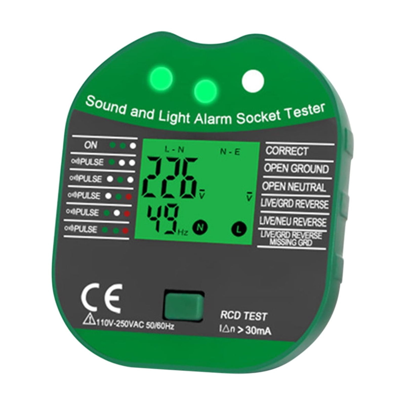 green Professional Electrical Outlet Tester With Lcd Display Circuit ...