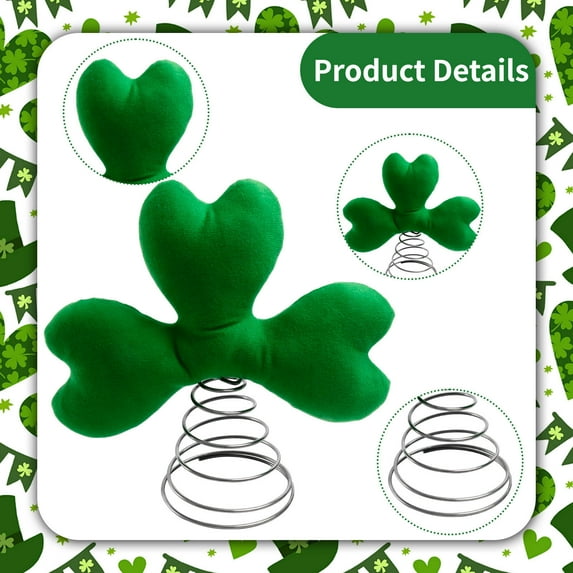 green St Patrick'S Day Tree Top Decoration Lucky Clover Metal Ornament ...