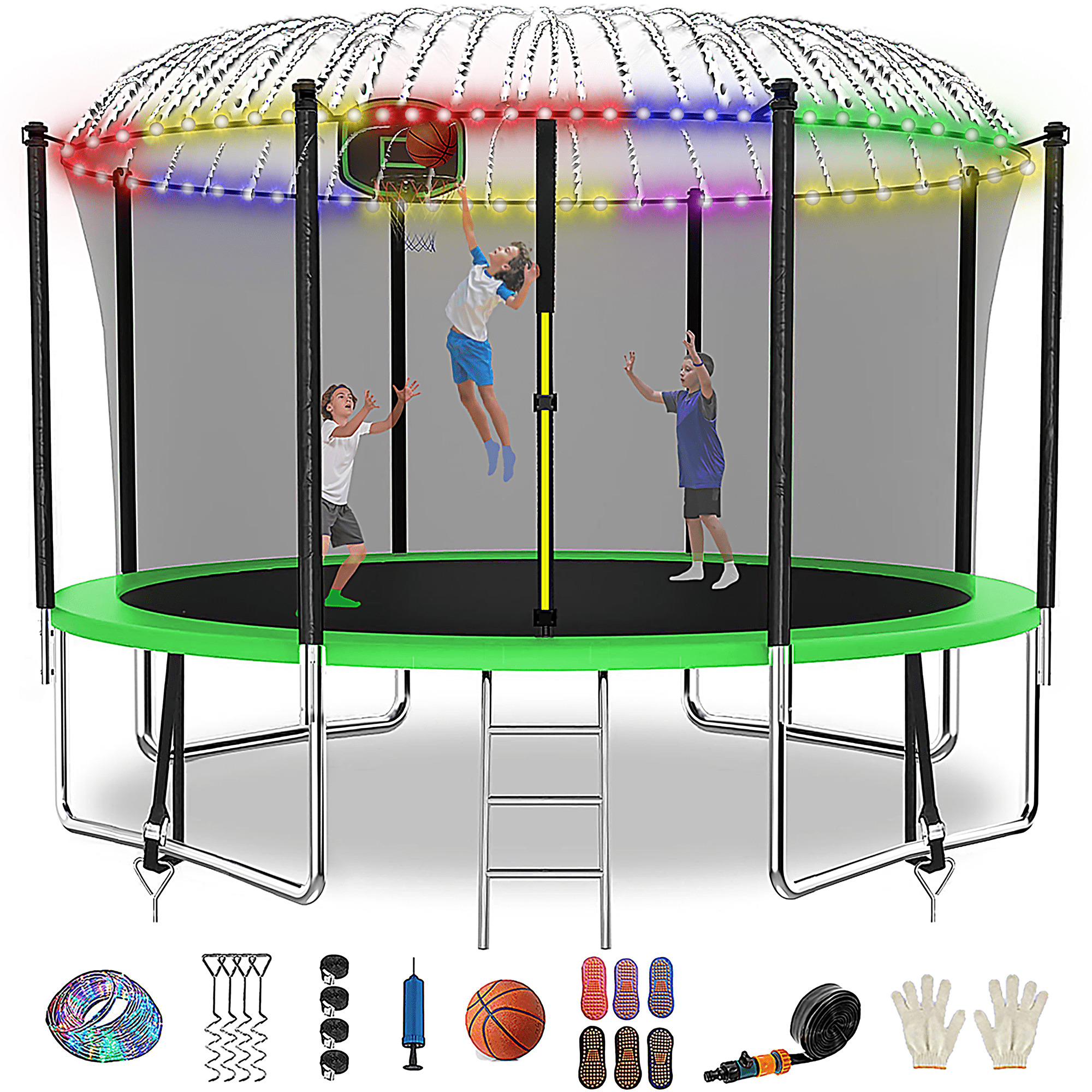 FIZITI Trampoline,1000LBS 12FT 14FT 16FT Trampoline with Enclosure Net ...