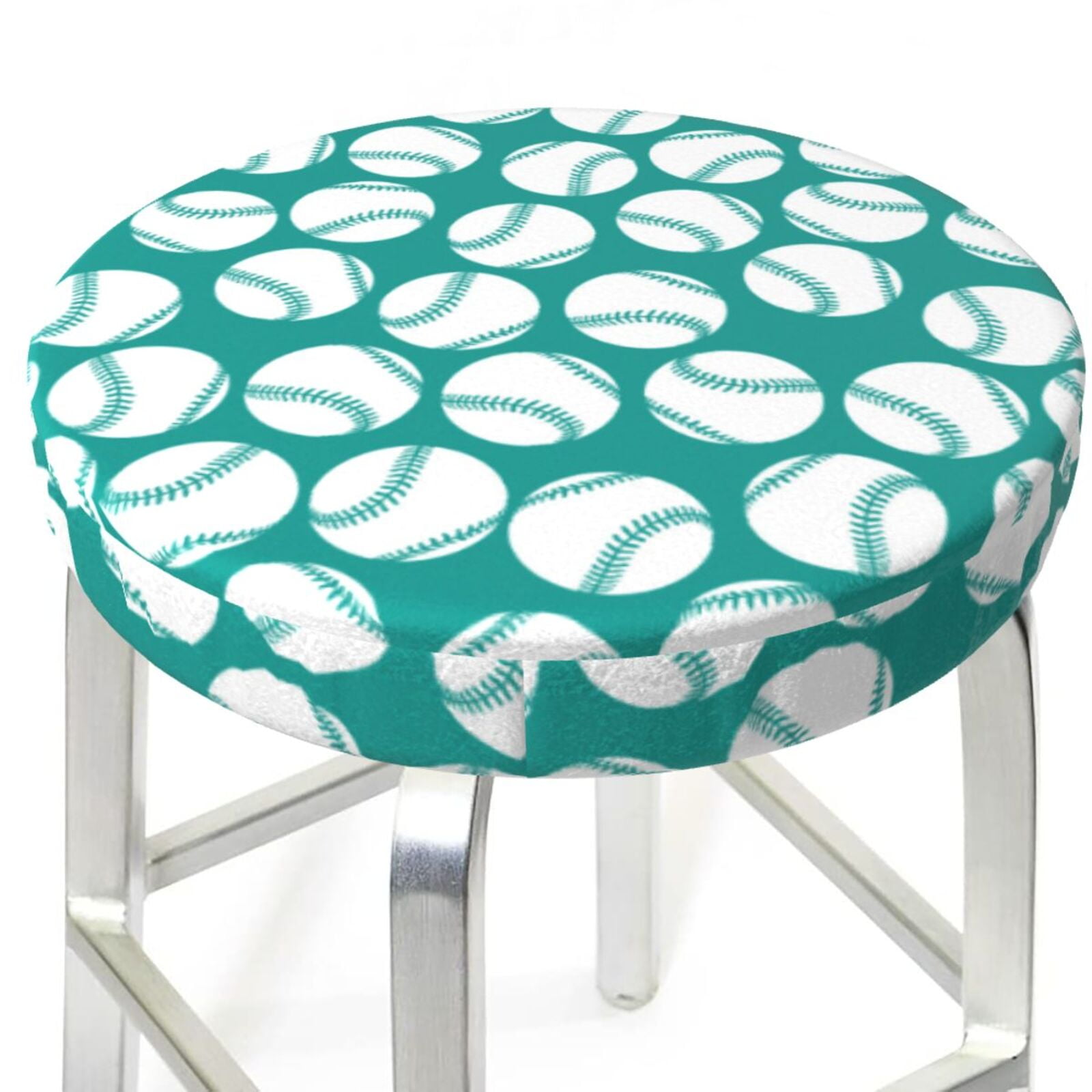 green baseball Round Bar Stool Seat Covers, Elastic Round Chair Cover ...