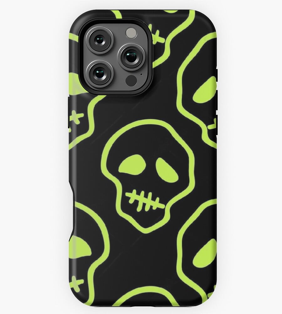 green cartoon Skeletons on black background Seamless pattern GA12291 ...