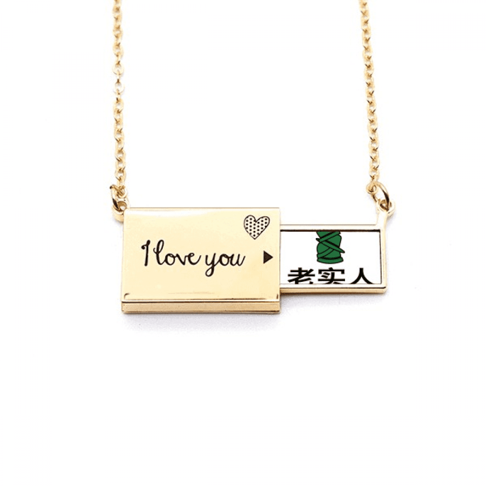 green hat joke being betrayed letter envelope necklace pendant jewelry ...